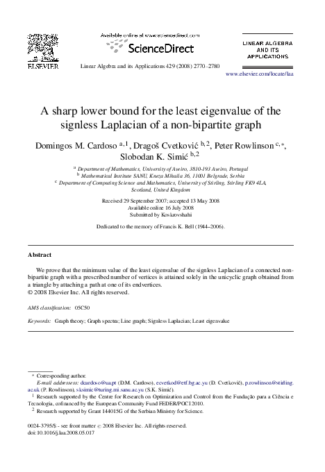 (PDF) Lower bound of eigenvalue in nonbipartite graphs