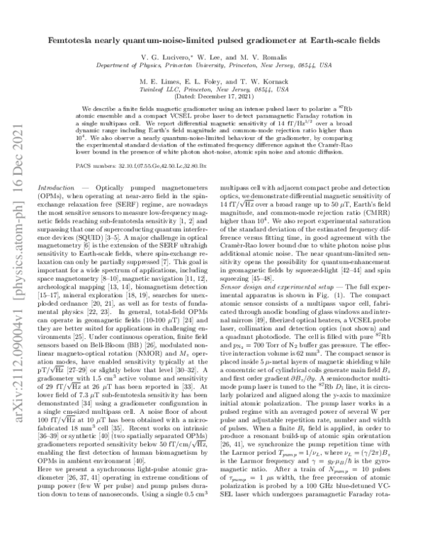(PDF) Femtotesla Nearly-Quantum-Noise-Limited Pulsed Gradiometer at ...