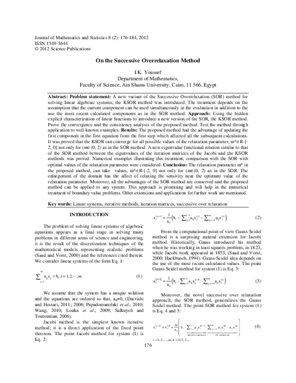 (PDF) On the Successive Overrelaxation Method