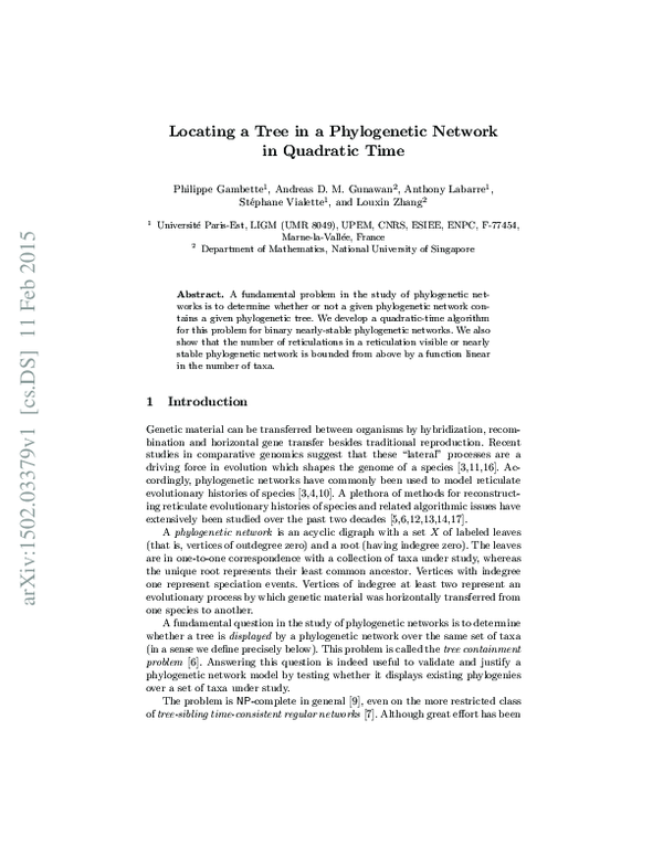 (PDF) Locating a Tree in a Phylogenetic Network in Quadratic Time | Louxin Zhang - Academia.edu