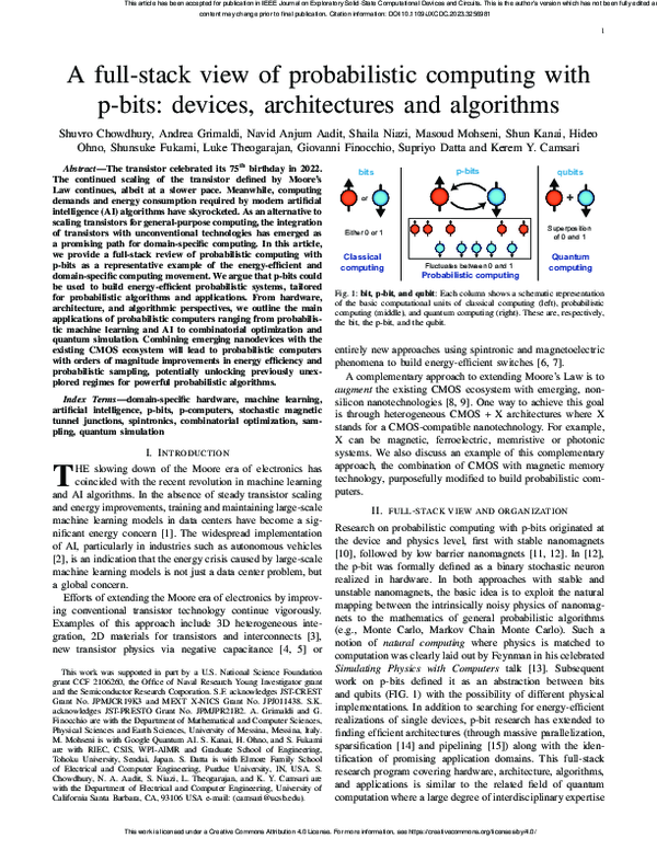 (PDF) A full-stack view of probabilistic computing with p-bits: devices ...