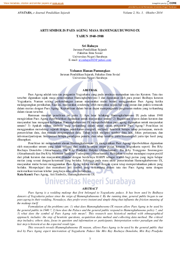 (PDF) Arti Simbolis Paes Ageng Masa Hamengkubuwono IX Tahun 1940-1988