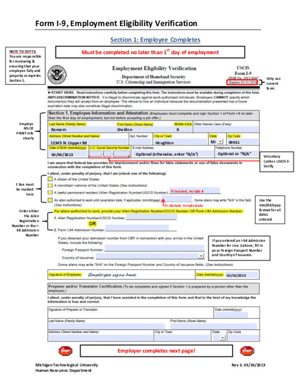 (PDF) Form I-9, employment eligibility verification