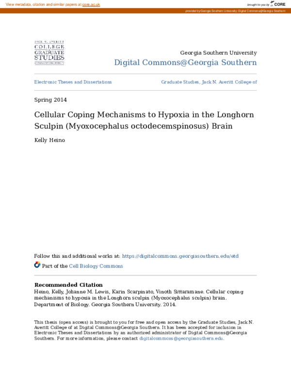 (PDF) Cellular Coping Mechanisms to Hypoxia in the Longhorn Sculpin ...
