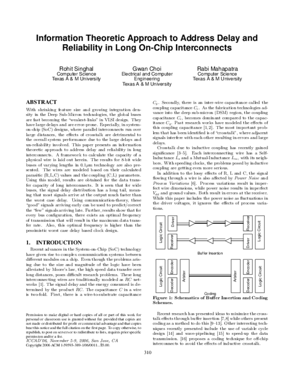 (PDF) Information theoretic approach to address delay and reliability in long on-chip interconnects