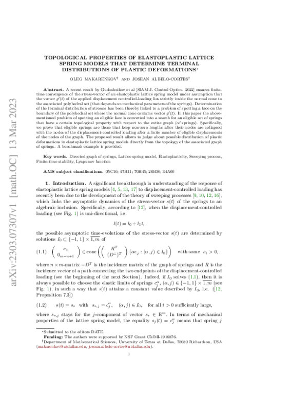 (PDF) Topological Properties Of Elastoplastic Lattice Spring Models That Determine Terminal ...