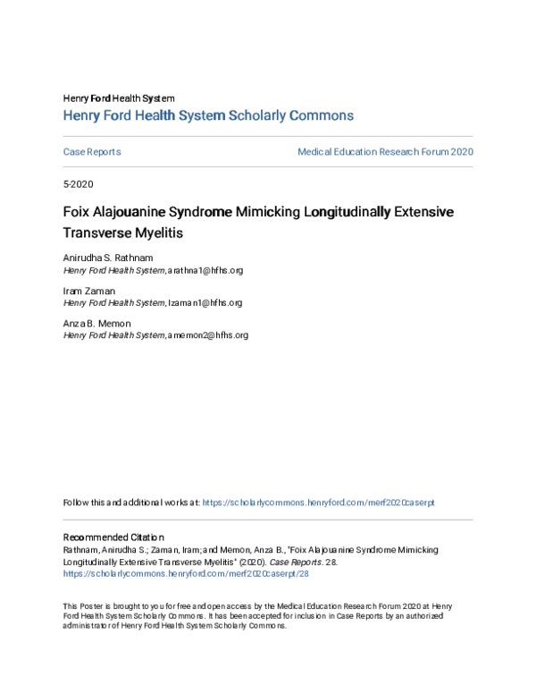 (PDF) Foix-Alajouanine Syndrome Mimicking Longitudinally Extensive ...