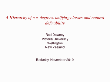 (PDF) A Hierarchy of ce degrees, unifying classes and natural definability
