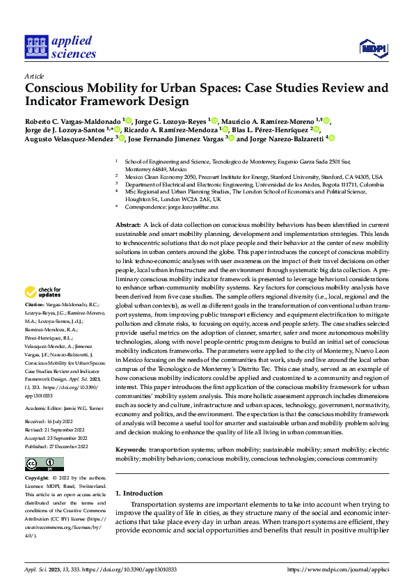 (PDF) Conscious Mobility for Urban Spaces: Case Studies Review and ...