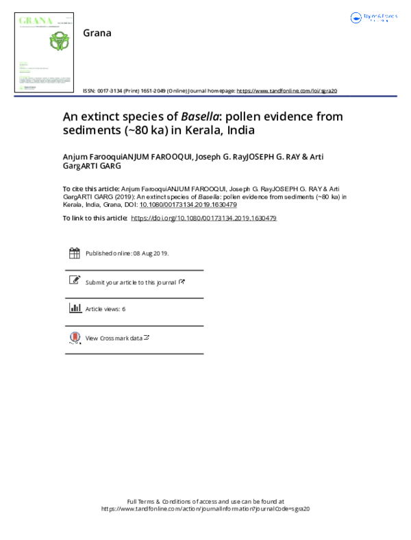 (PDF) An extinct species of Basella: pollen evidence from sediments ...