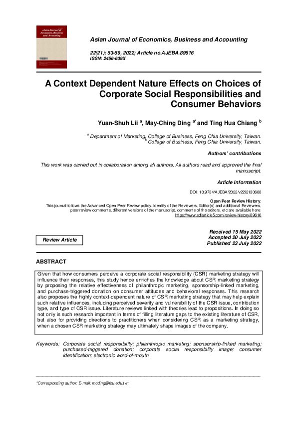 (PDF) A Context Dependent Nature Effects on Choices of Corporate Social ...