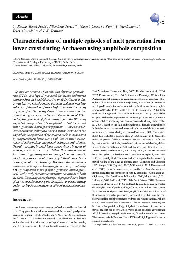 (PDF) Characterization of multiple episodes of melt generation from ...