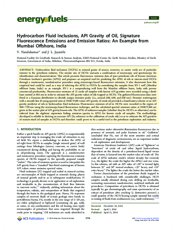 (PDF) Hydrocarbon Fluid Inclusions, API Gravity of Oil, Signature ...