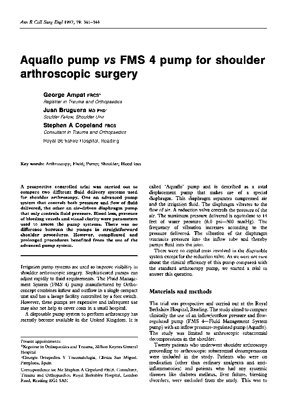 (PDF) Aquaflo pump vs FMS 4 pump for shoulder arthroscopic surgery