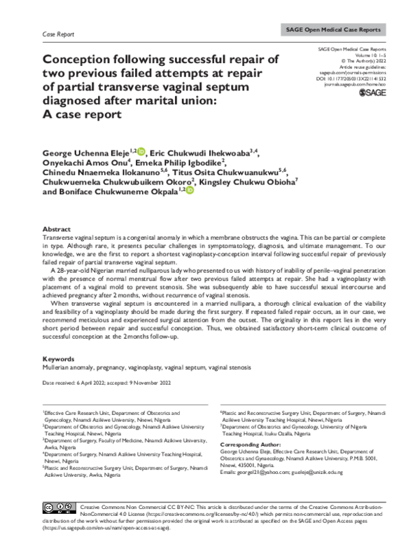 (PDF) Conception following successful repair of two previous failed ...