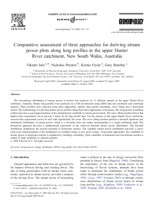 (PDF) Comparative assessment of three approaches for deriving stream ...