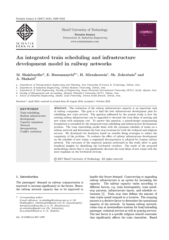 Pdf Integrated Train Scheduling And Infrastructure Development Model 