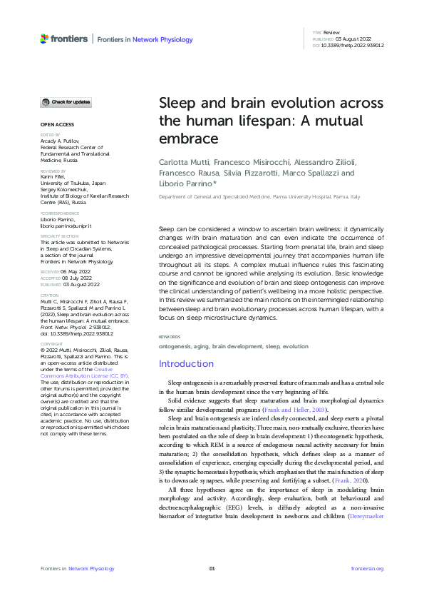 (PDF) Sleep and brain evolution across the human lifespan: A mutual embrace