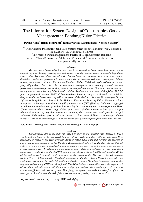 (PDF) The Information System Design of Consumables Goods Management in ...