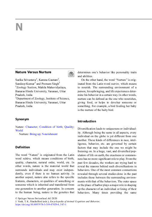 (PDF) Nature Versus Nurture