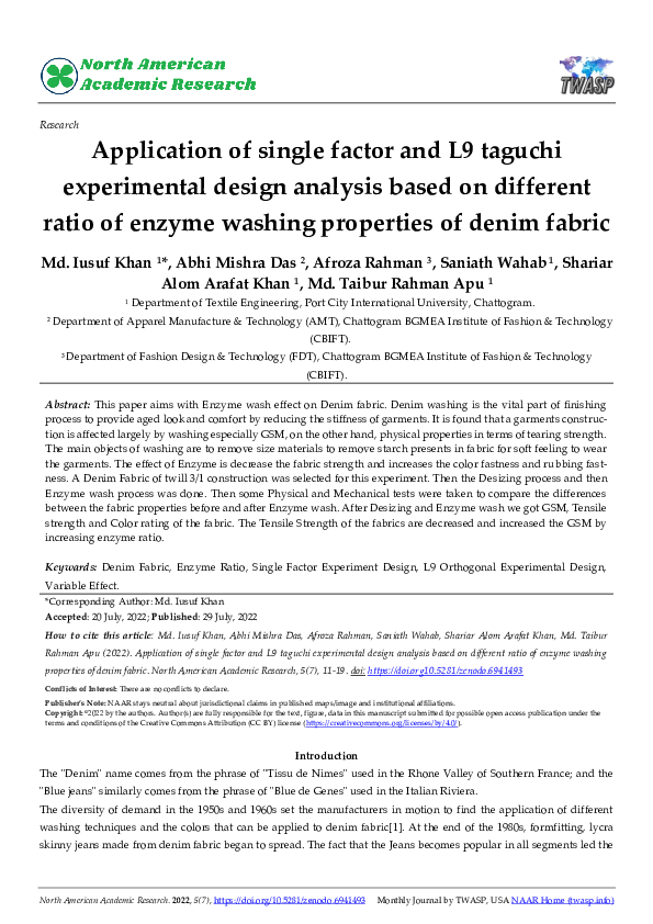 (PDF) Application of single factor and L9 taguchi experimental design analysis based on ...