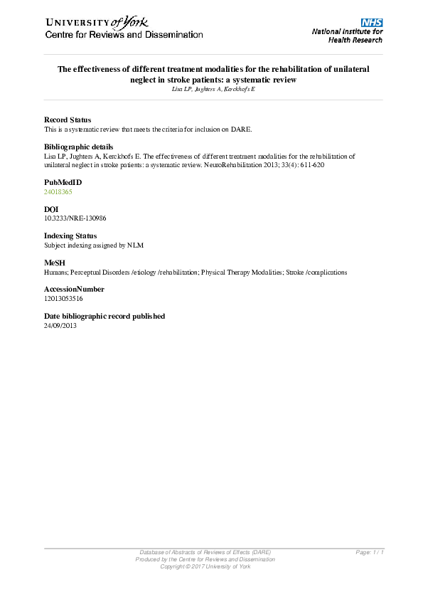 (PDF) The effectiveness of different treatment modalities for the ...