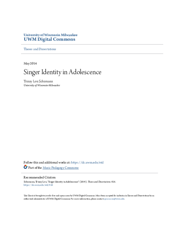 (PDF) Singer Identity in Adolescence