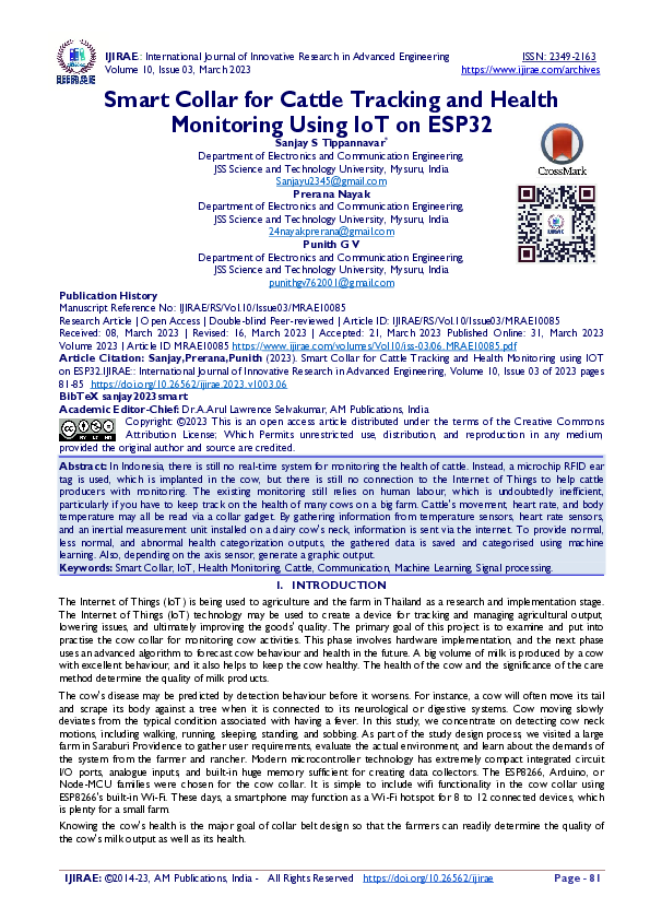 (PDF) Smart Collar for Cattle Tracking and Health Monitoring Using IoT on ESP32