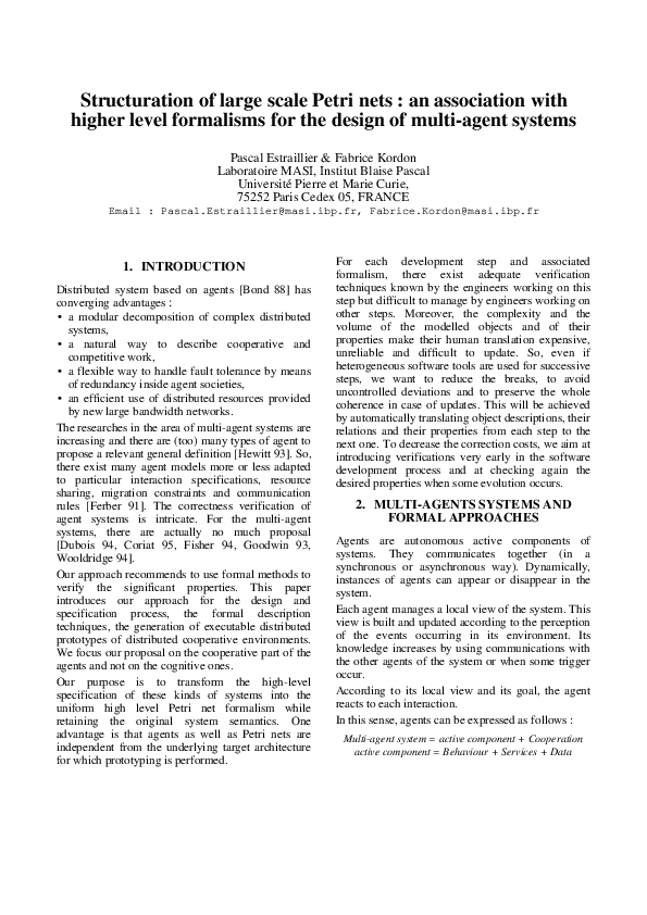 (PDF) Structuration of large scale Petri nets: an association with higher level formalisms for ...