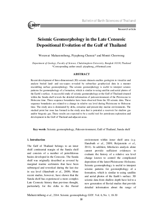 (PDF) Seismic Geomorphology in the Late Cenozoic Depositional Evolution ...