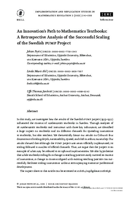 (PDF) An Innovation’s Path to Mathematics Textbooks: A Retrospective ...