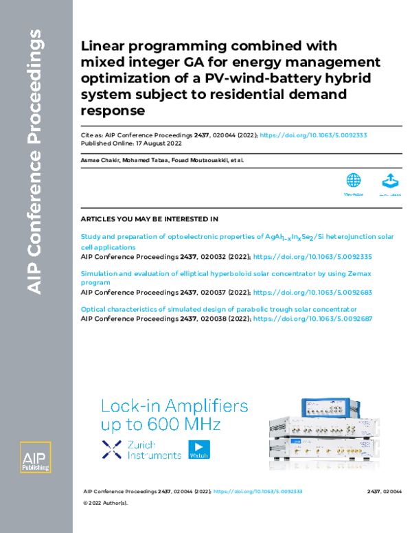 Pdf Linear Programming Combined With Mixed Integer Ga For Energy Management Optimization Of A