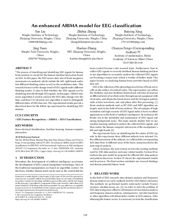 (PDF) An enhanced ARIMA model for EEG classification
