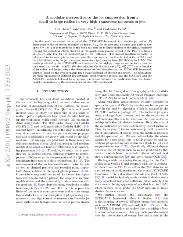 (PDF) A modular perspective to the jet suppression from a small to large radius in very high ...