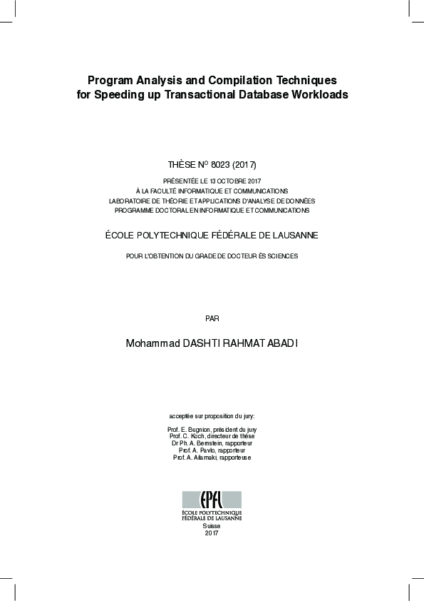 (PDF) Program Analysis and Compilation Techniques for Speeding up ...