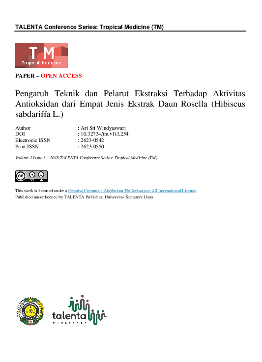 (PDF) Pengaruh Teknik dan Pelarut Ekstraksi Terhadap Aktivitas ...