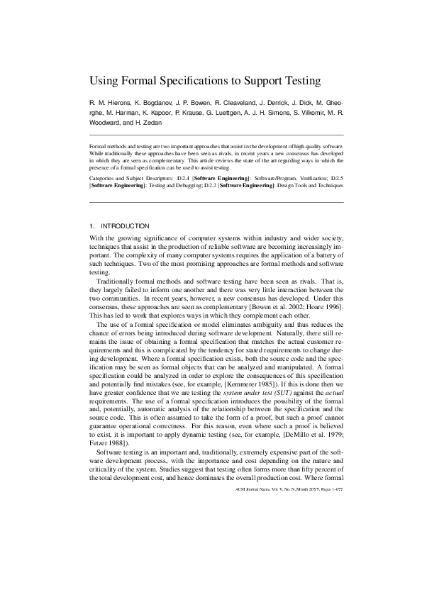 Pdf Using Formal Specifications To Support Testing John Derrick