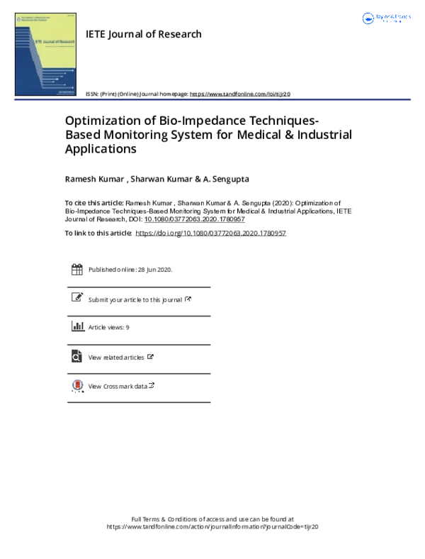 (PDF) Optimization of Bio-Impedance Techniques-Based Monitoring System ...