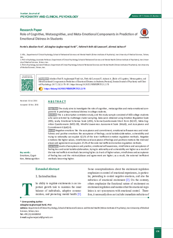 (PDF) Role of Cognitive, Metacognitive, and Meta-Emotional Components ...