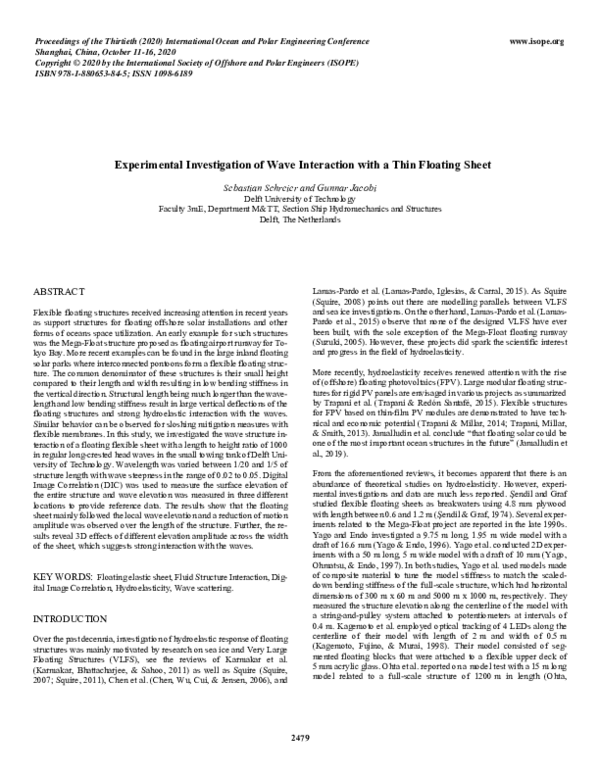 (PDF) Experimental Investigation of Wave Interaction with a Thin Floating Sheet