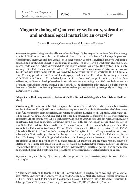 (PDF) Magnetic dating of Quaternary sediments, volcanites and ...