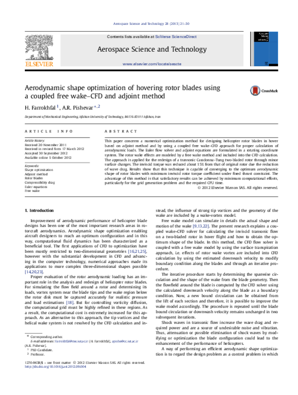Aerodynamic Shape Optimization Of Hovering Rotor Blades Using A Coupled Free Wakecfd And