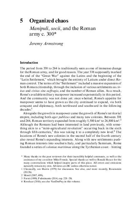 (PDF) Organized chaos: manipuli, socii, and the Roman army c. 300
