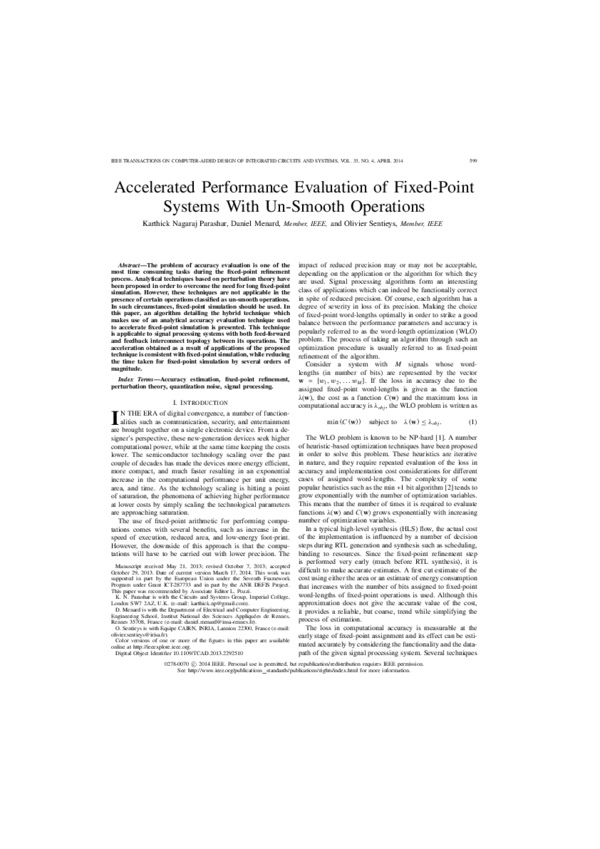 (PDF) Accelerated Performance Evaluation of Fixed-Point Systems With Un-Smooth Operations