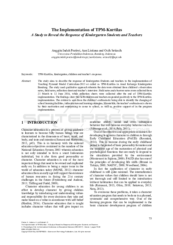(PDF) The Implementation of TPM-Kurtilas - A Study to Reveal the Response of Kindergarten ...