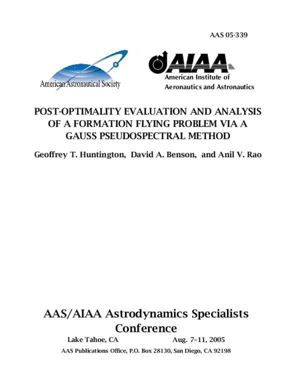 Pdf Post Optimality Evaluation And Analysis Of A Formation Flying