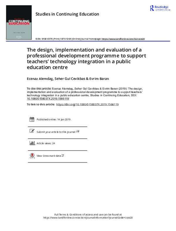 (PDF) The design, implementation and evaluation of a professional development programme to ...