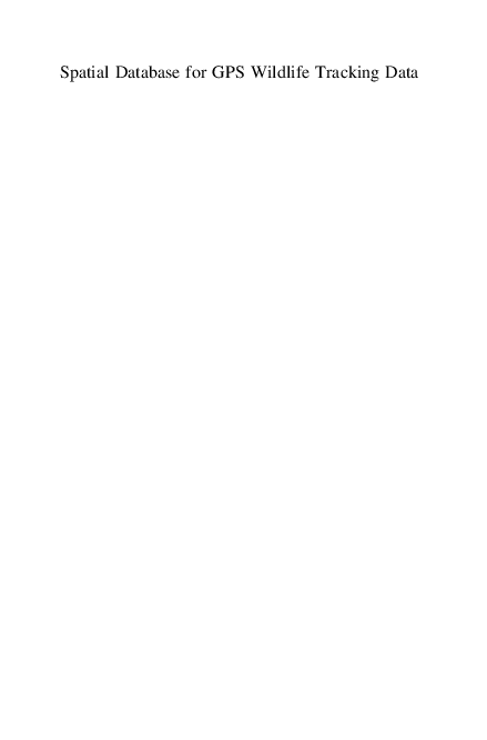(PDF) Spatial Database for GPS Wildlife Tracking Data