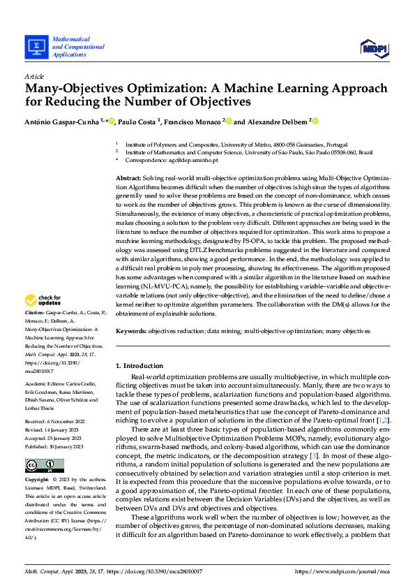 (PDF) Many-Objectives Optimization: A Machine Learning Approach for ...