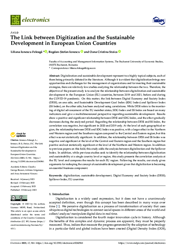 (PDF) The Link between Digitization and the Sustainable Development in European Union Countries ...